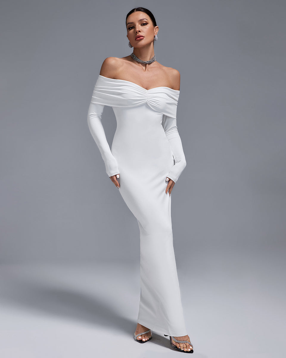 Off Shoulder Elegant Maxi Bodycon Dress BD2503 | Wolddress