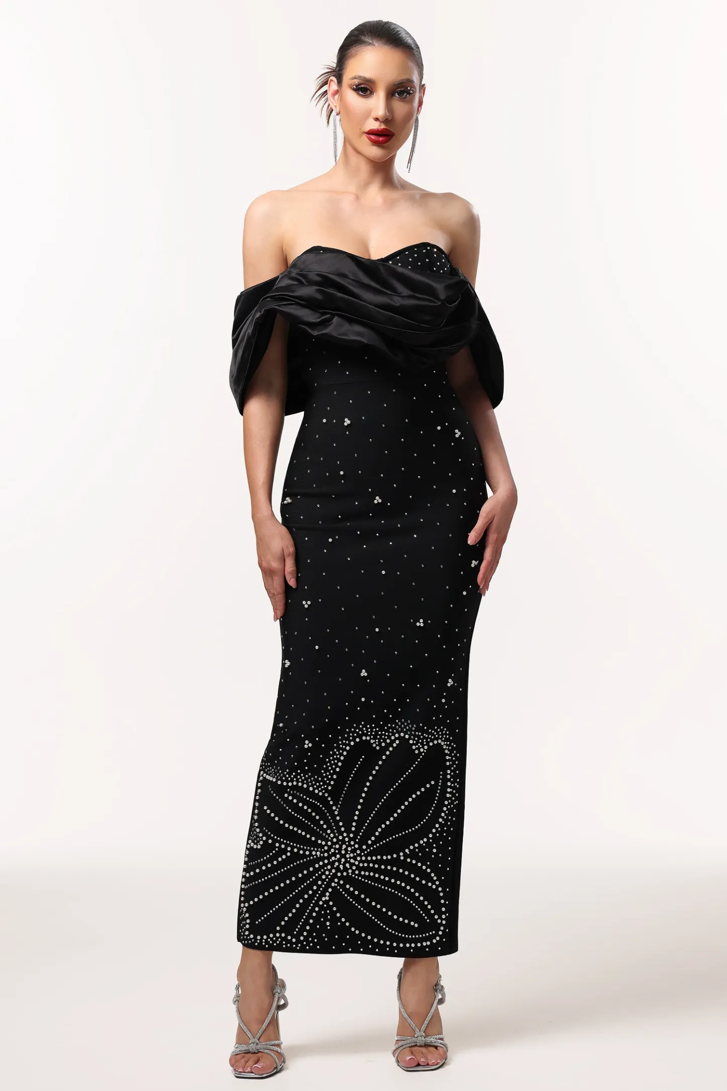 Off Shoulder Bloom Starlit Bandage Dress HL10533 | Wolddress – wolddress