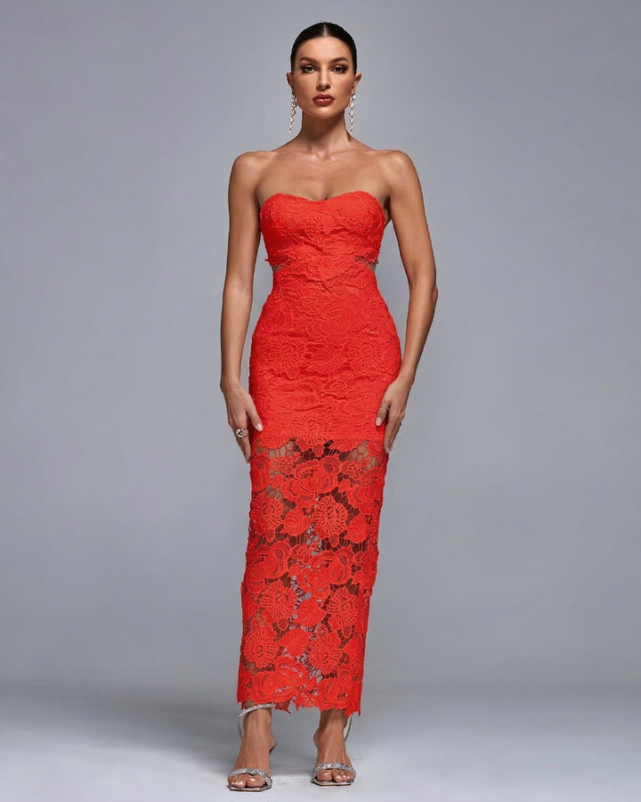 Lace Floral Cutout Bustier Maxi Dress TJ23500 | Wolddress – wolddress